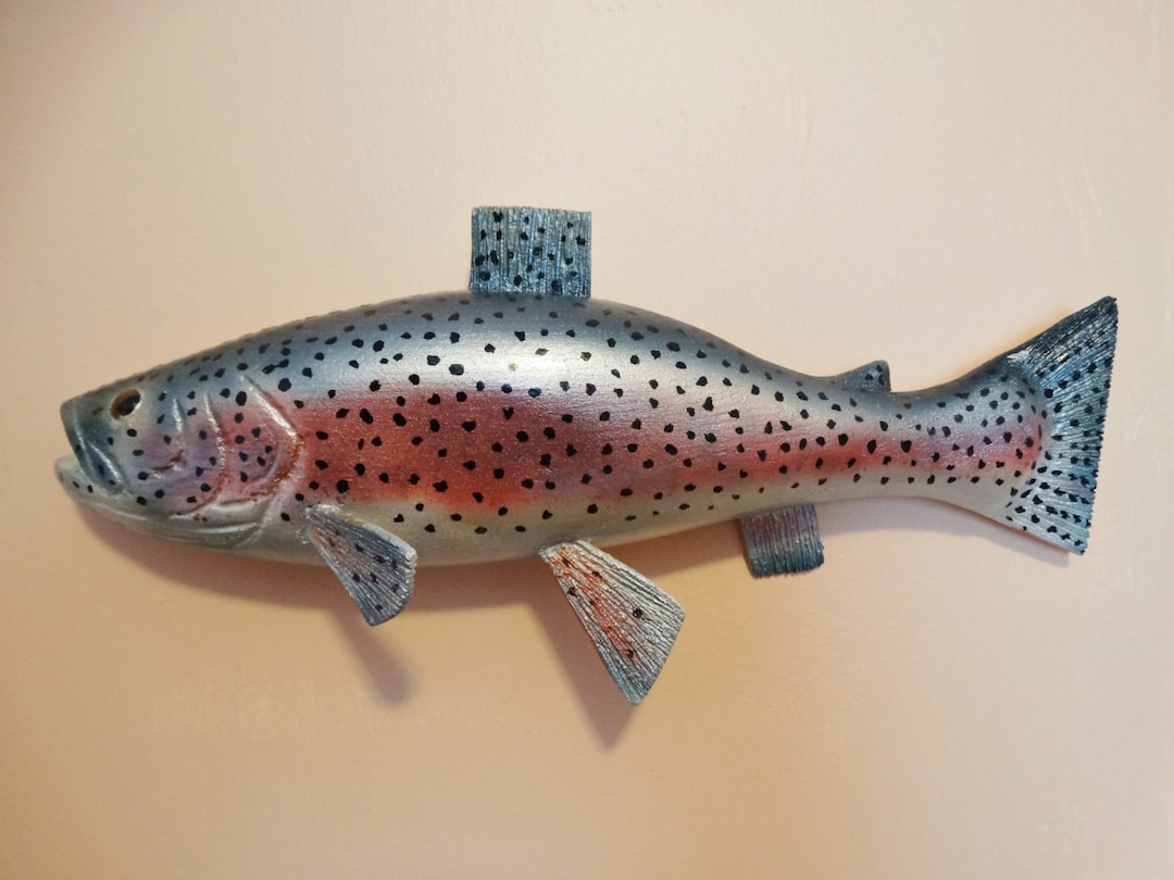 Rainbow Wall Trout (original Woodcarving), Fish Art, Fish Woodcarving ...