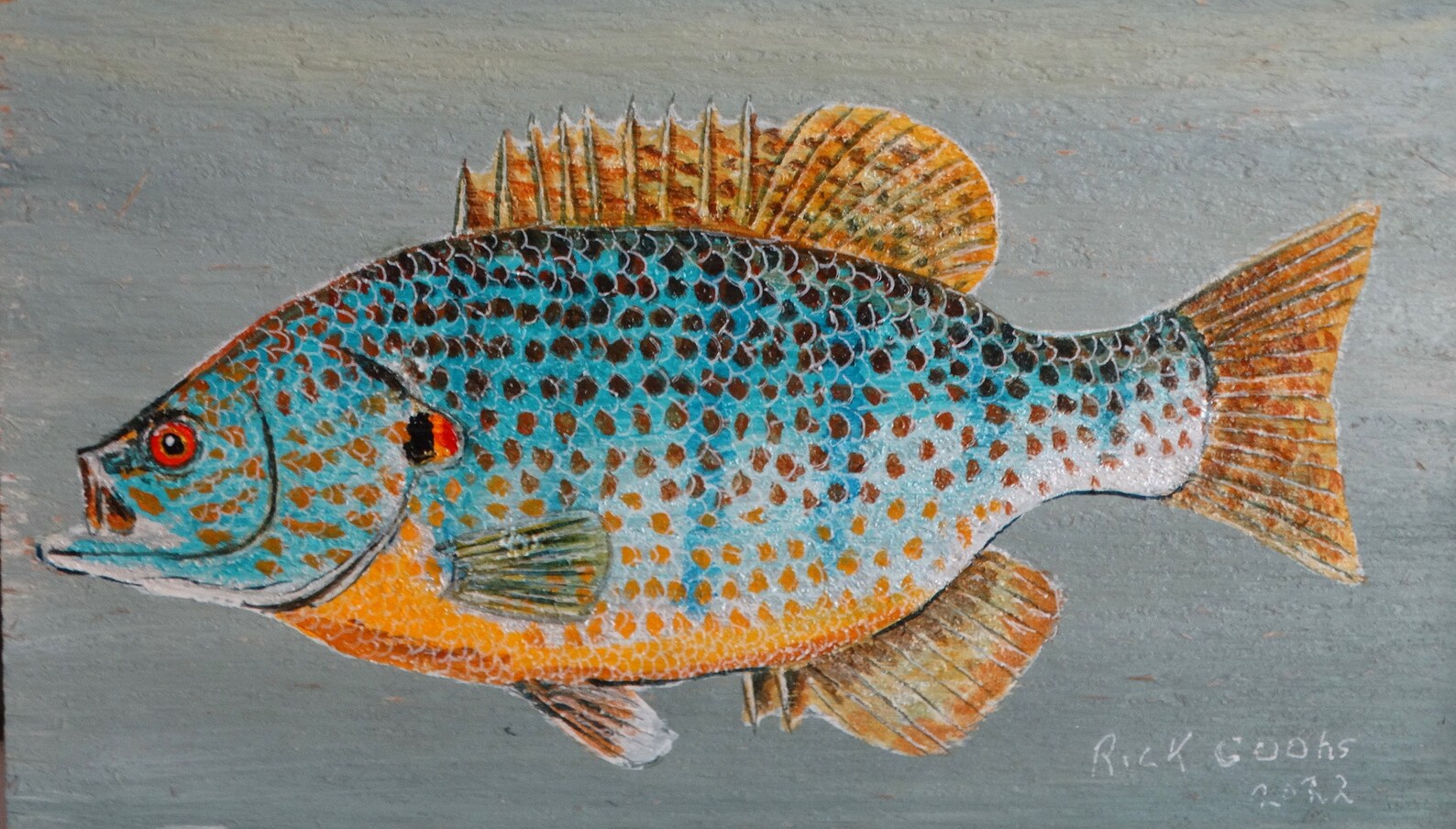 Sunfish on a Cedar Board (original Painting) Fish Art, Sunfish Art, Fish on Wood. Acrylic ...