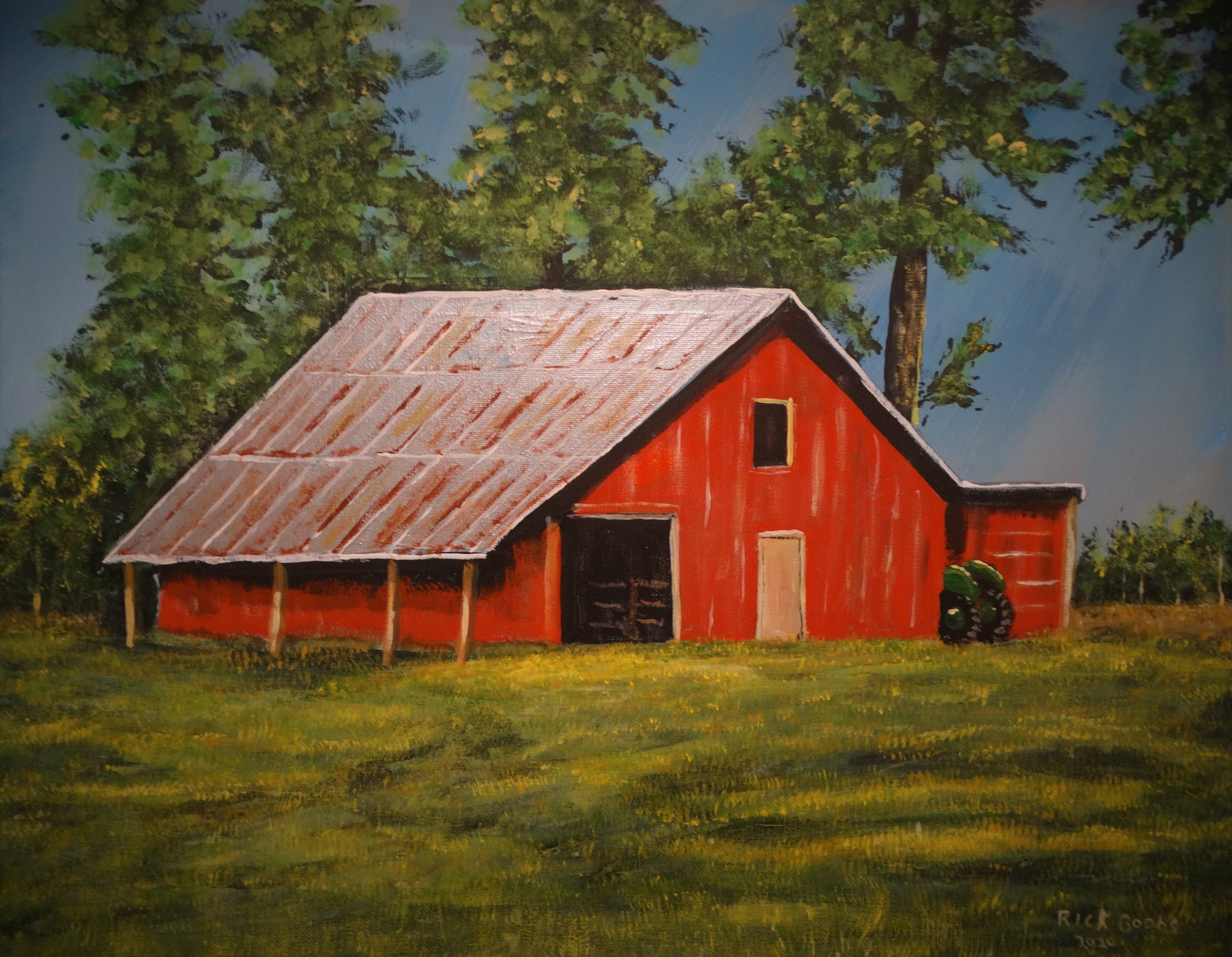 Acrylic Paintings Of Barns Red Barn Painting Barn Rural Charming