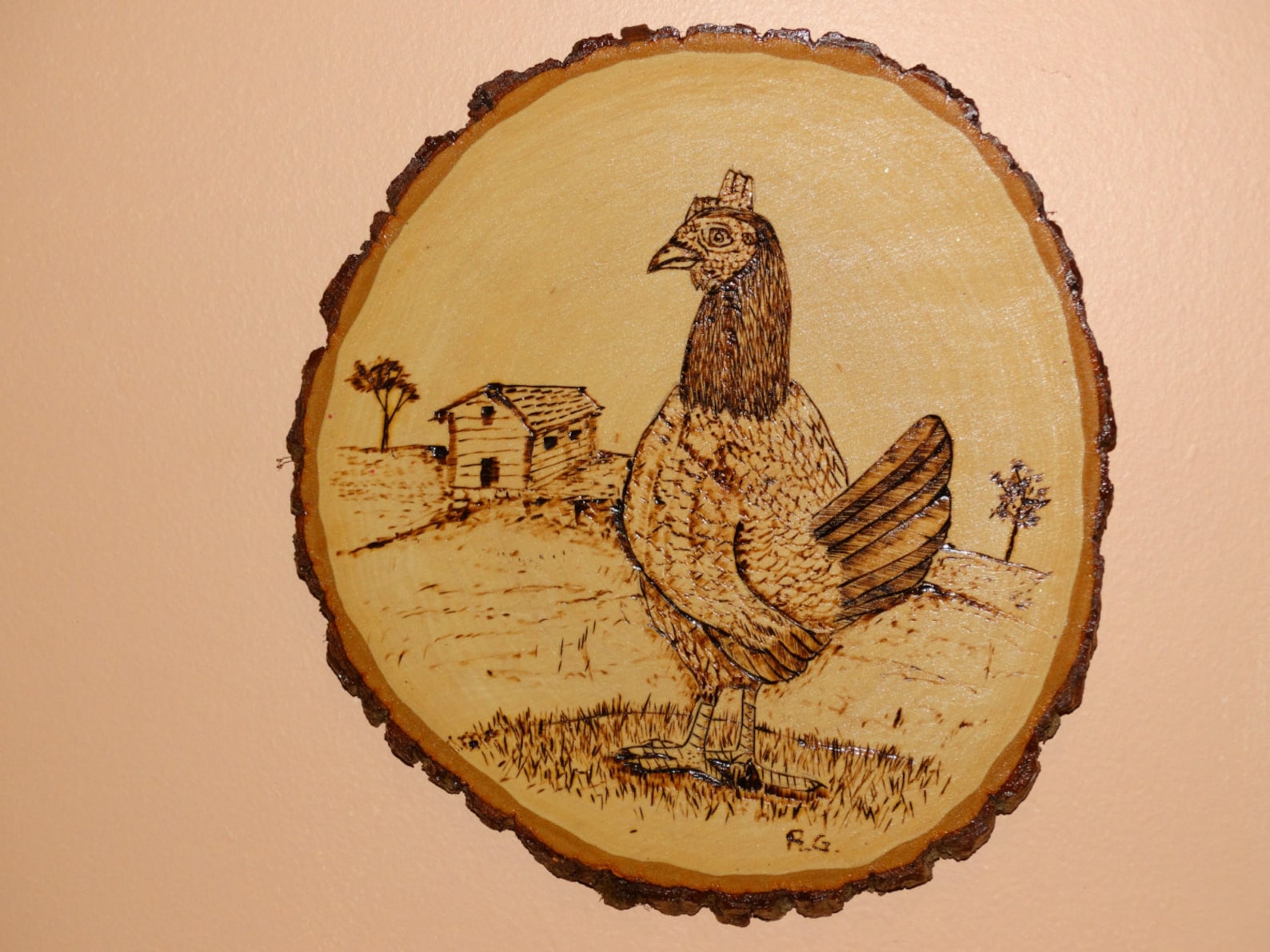 Chicken on the Farm (original Pyrography}, Chicken Art, Woodburning ...