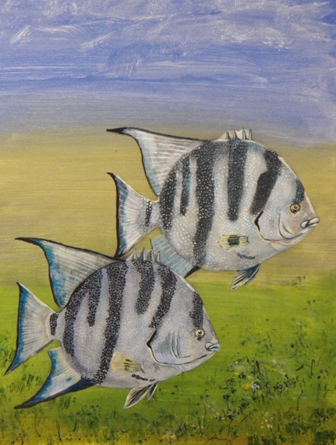 Live Oak Landing Spade Fish (original Acrylic), Fish Art, Fish Painting ...