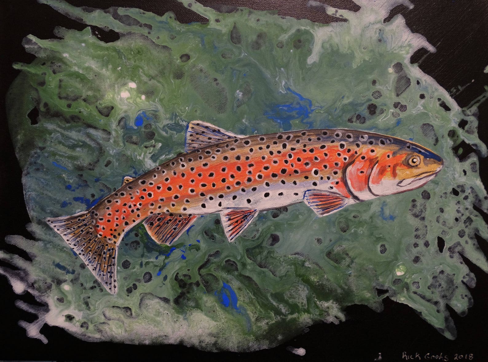 Rainbow Trout Acrylic (original Painting) Fish Art, Fluid Painting ...