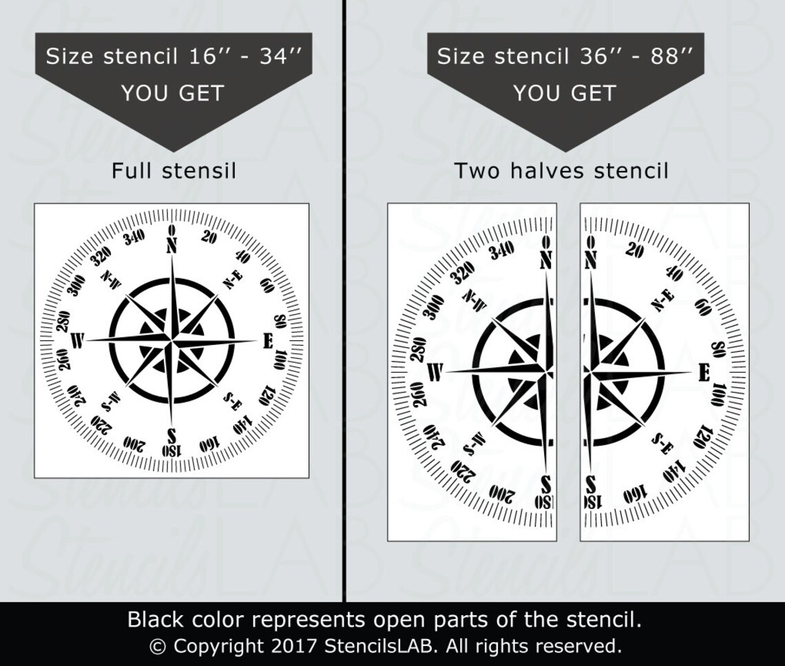 Compass Stencil Large Compass Stencil Circular Stencil - Etsy