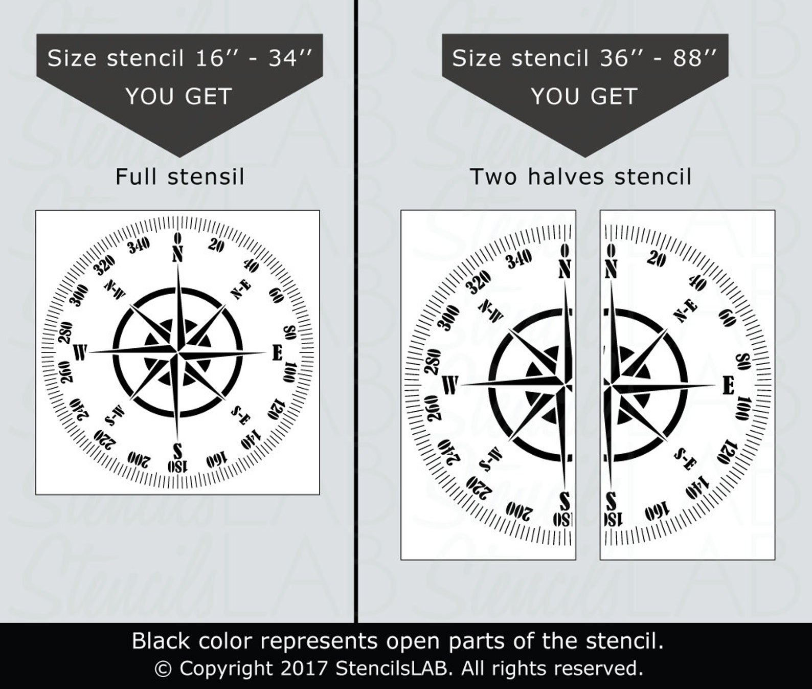 Compass Stencil Large Compass Stencil Circular Stencil - Etsy