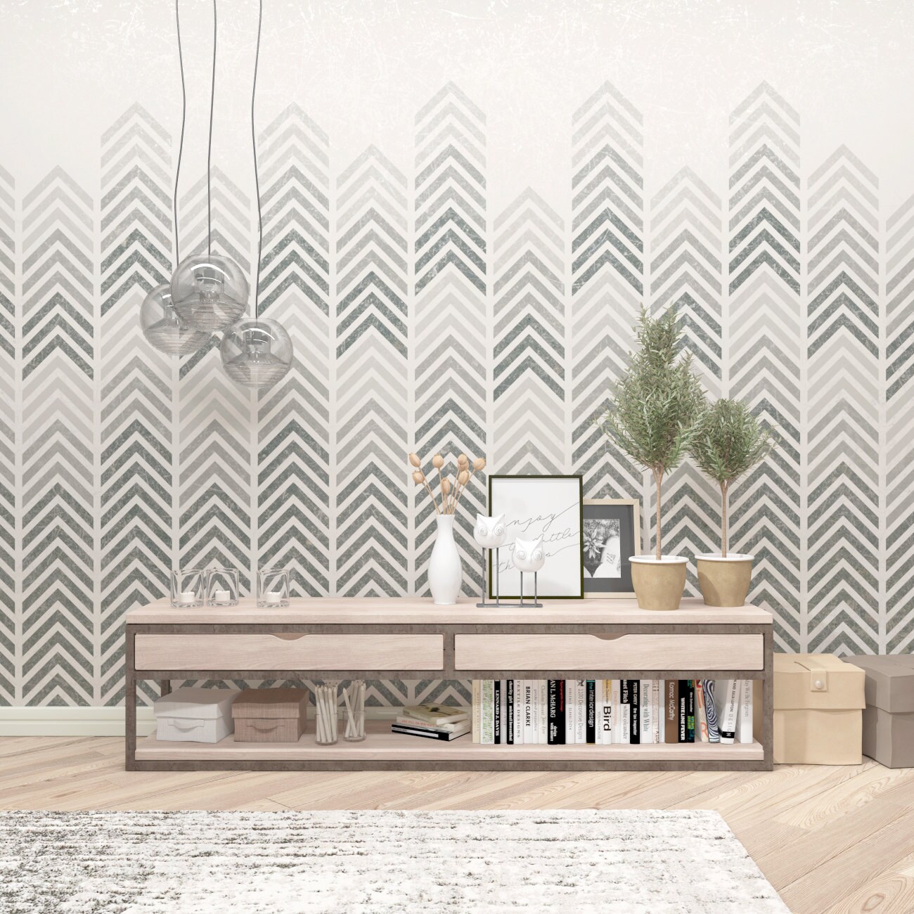 Chevron Wall Stencil Allover Geometric Wall Stencil Modern - Etsy