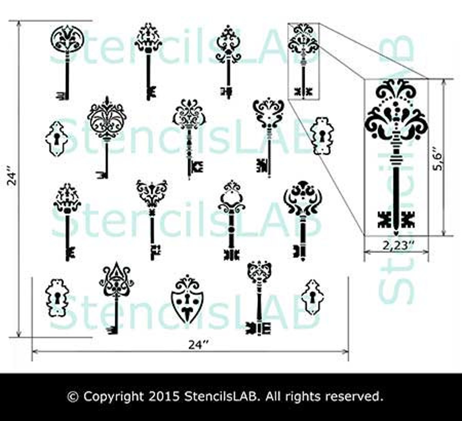 Set of 13 Vintage Keys Stencils Set for Decorators - Etsy