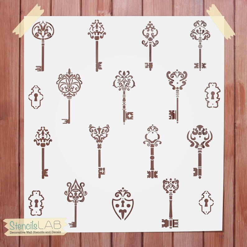 Set of 13 Vintage Keys Stencils Set for Decorators - Etsy