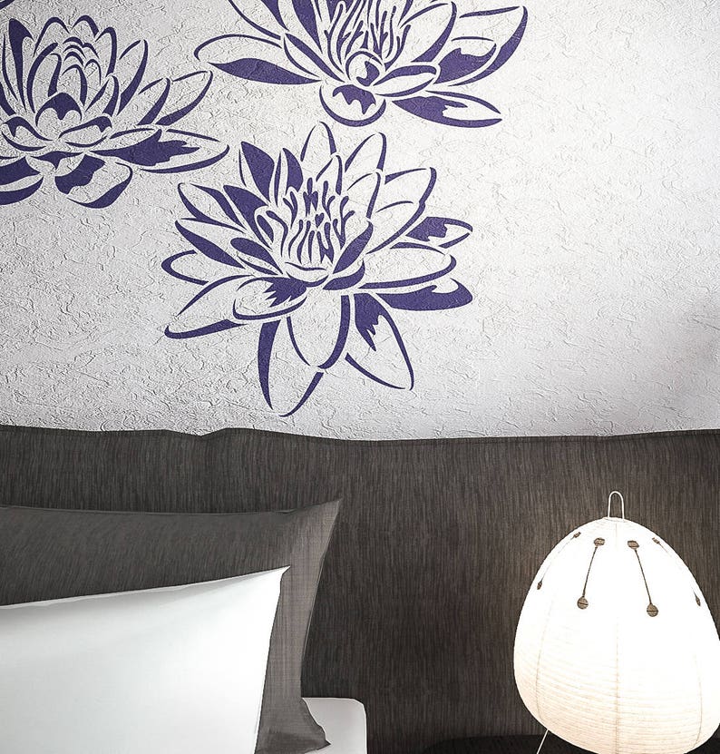 Lotus Flower Wall Stencils Set Of 3 Flower Stencils Wall | Etsy