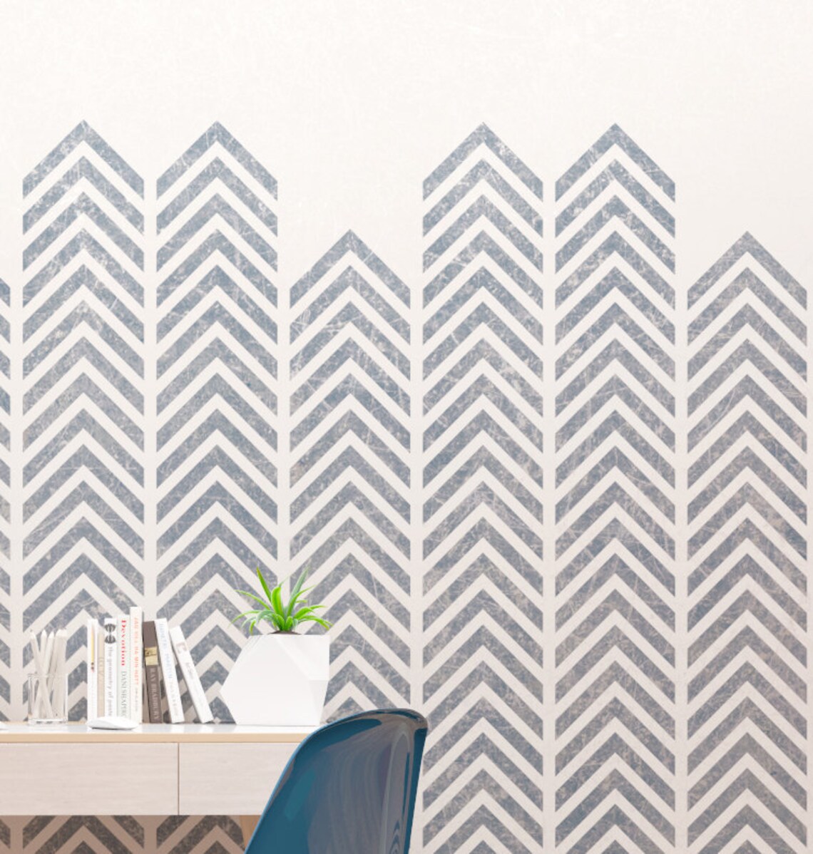 Chevron Wall Stencil Allover Geometric Wall Stencil Modern - Etsy