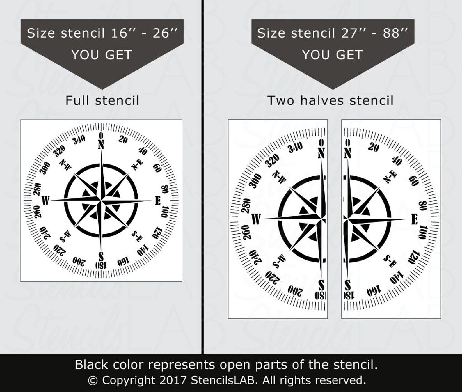 Compass Stencil Large Compass Stencil Circular Stencil - Etsy