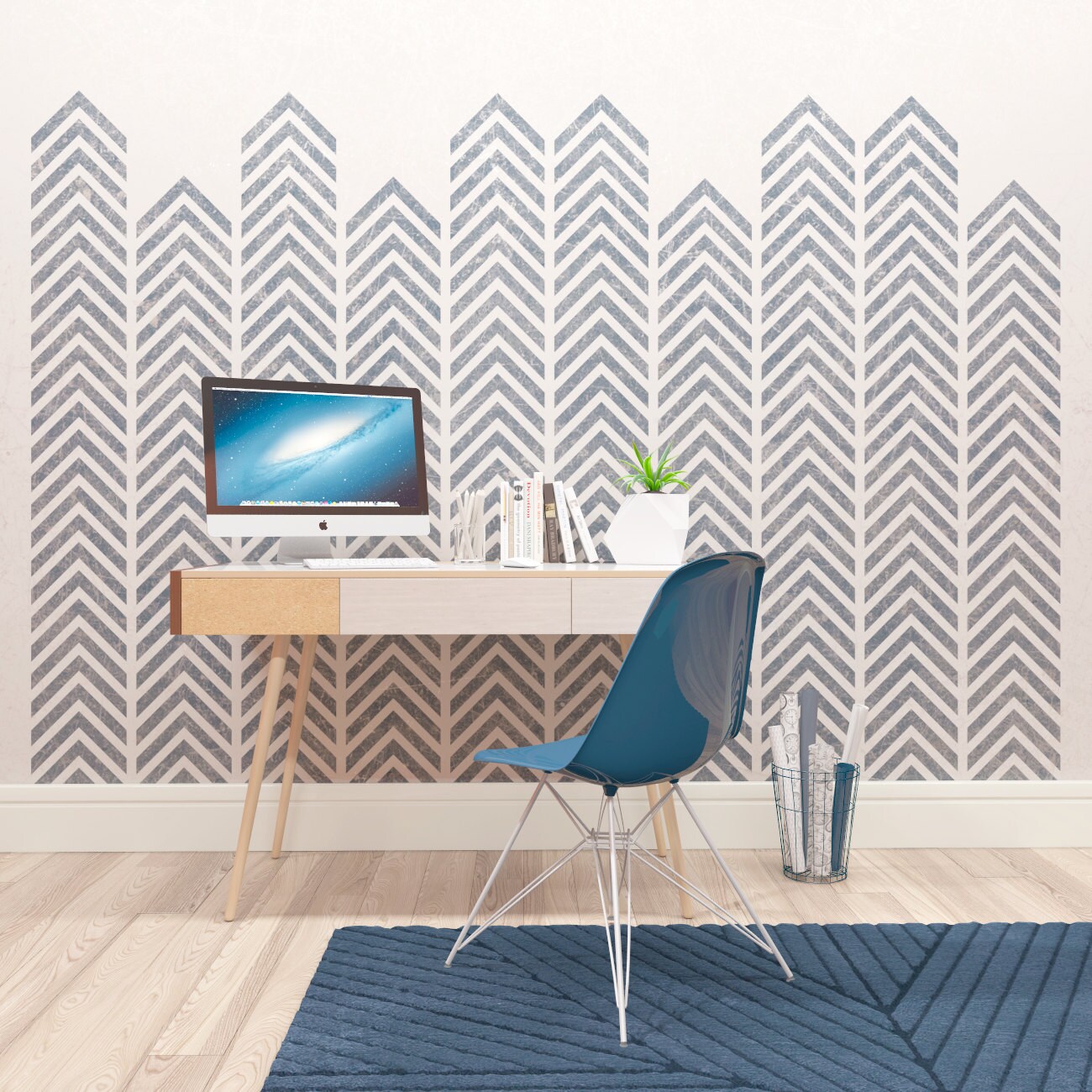Chevron Wall Stencil Allover Geometric Wall Stencil Modern - Etsy