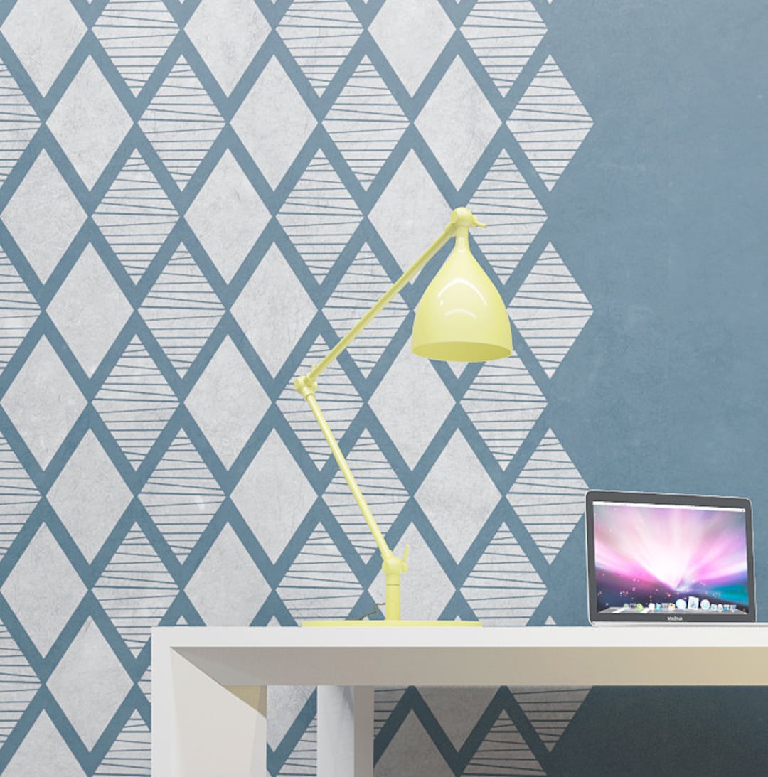 ETHAN- Geometric Wall Stencil- Modern Stencil for Walls - Reusable ...