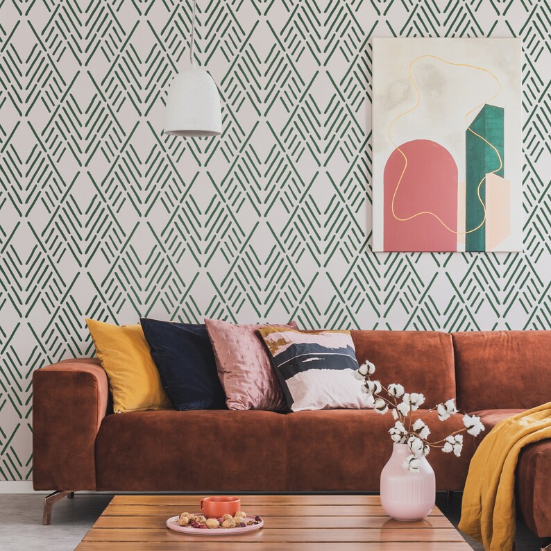 CESAR Art Deco Wall Painting Stencil Large Allover Wall | Etsy