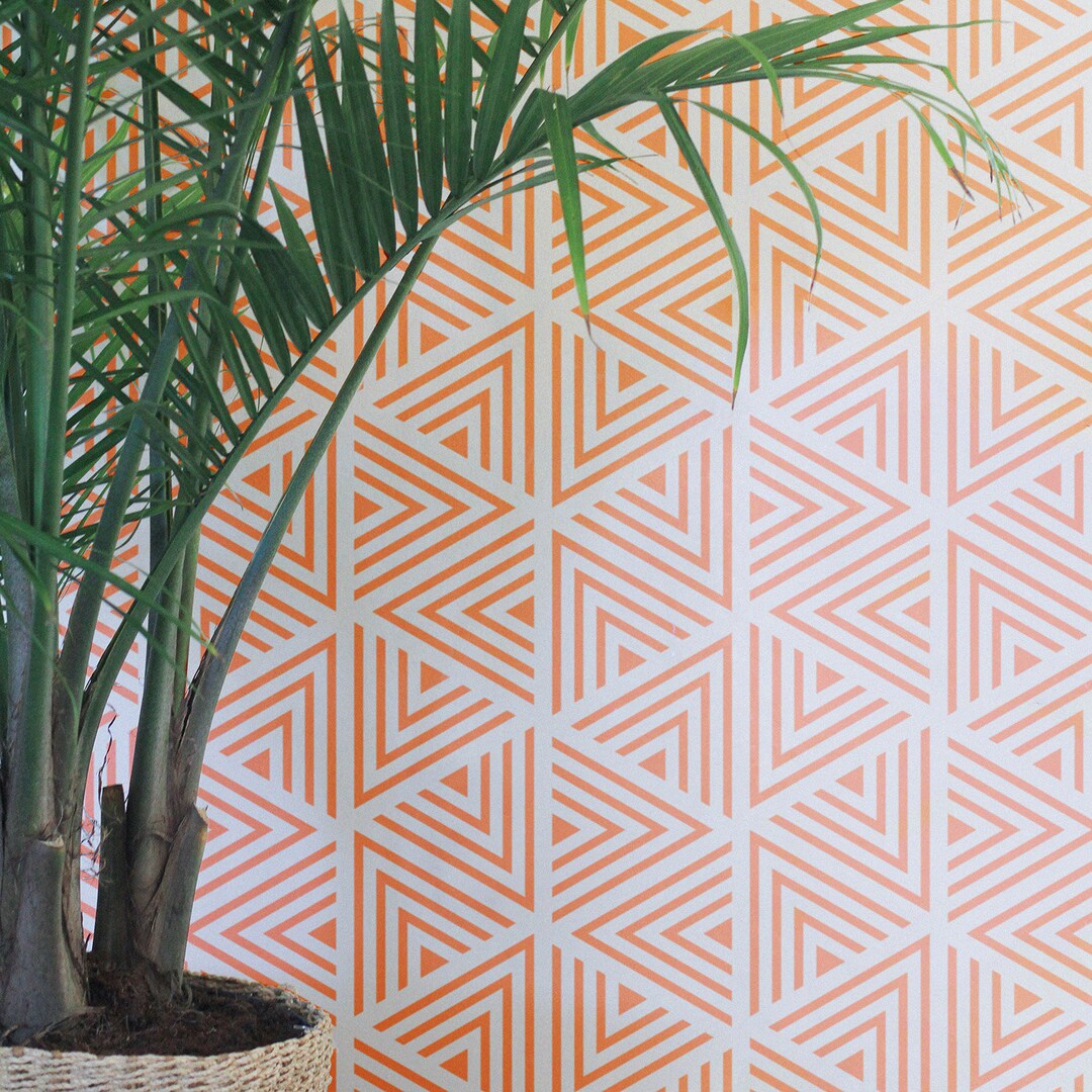 Modern Geometric Wall Stencil - Seamless Triangle Pattern Stencil ...