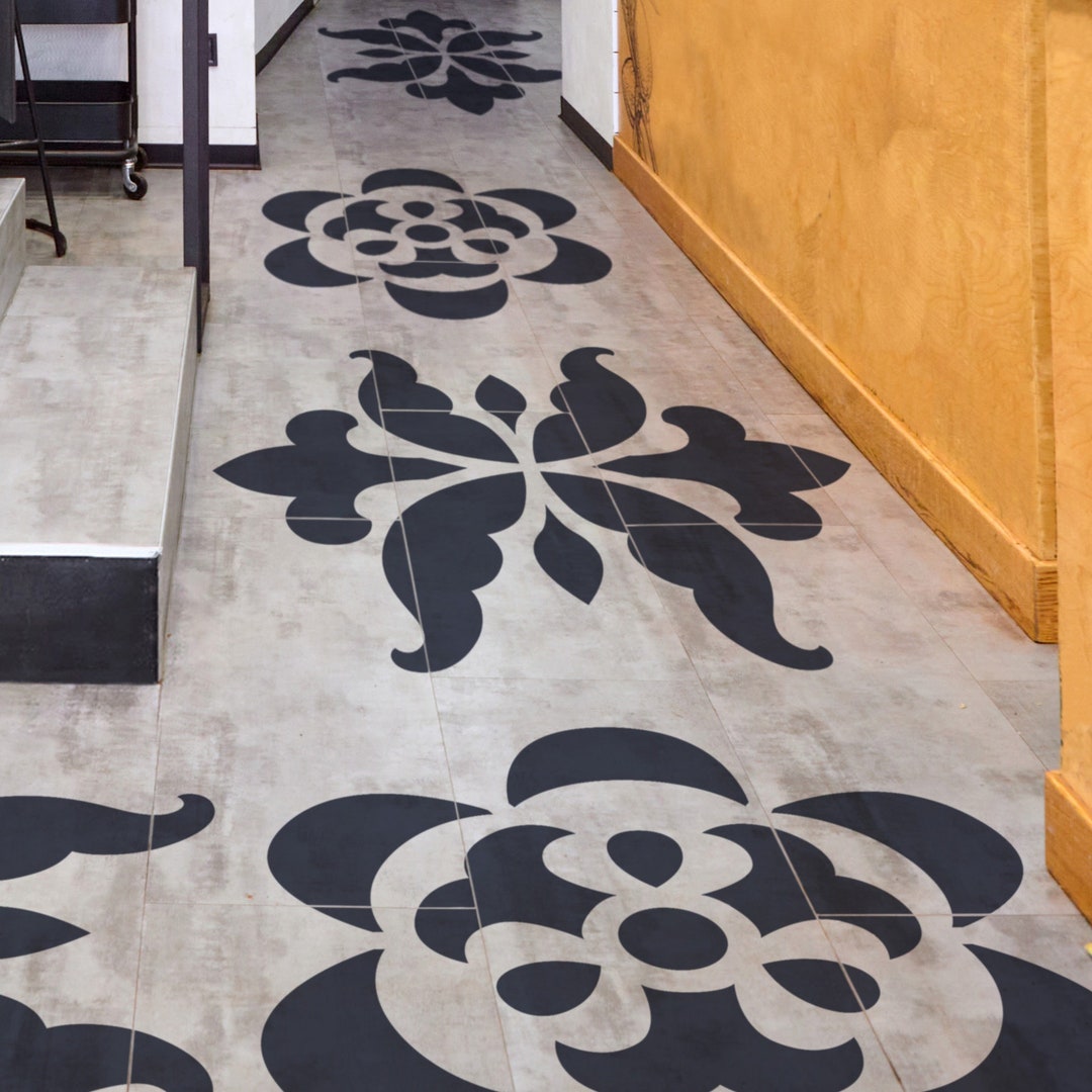 MIREYA- Large Floor Painting Stencils Set- Concrete Patio Stencils for ...
