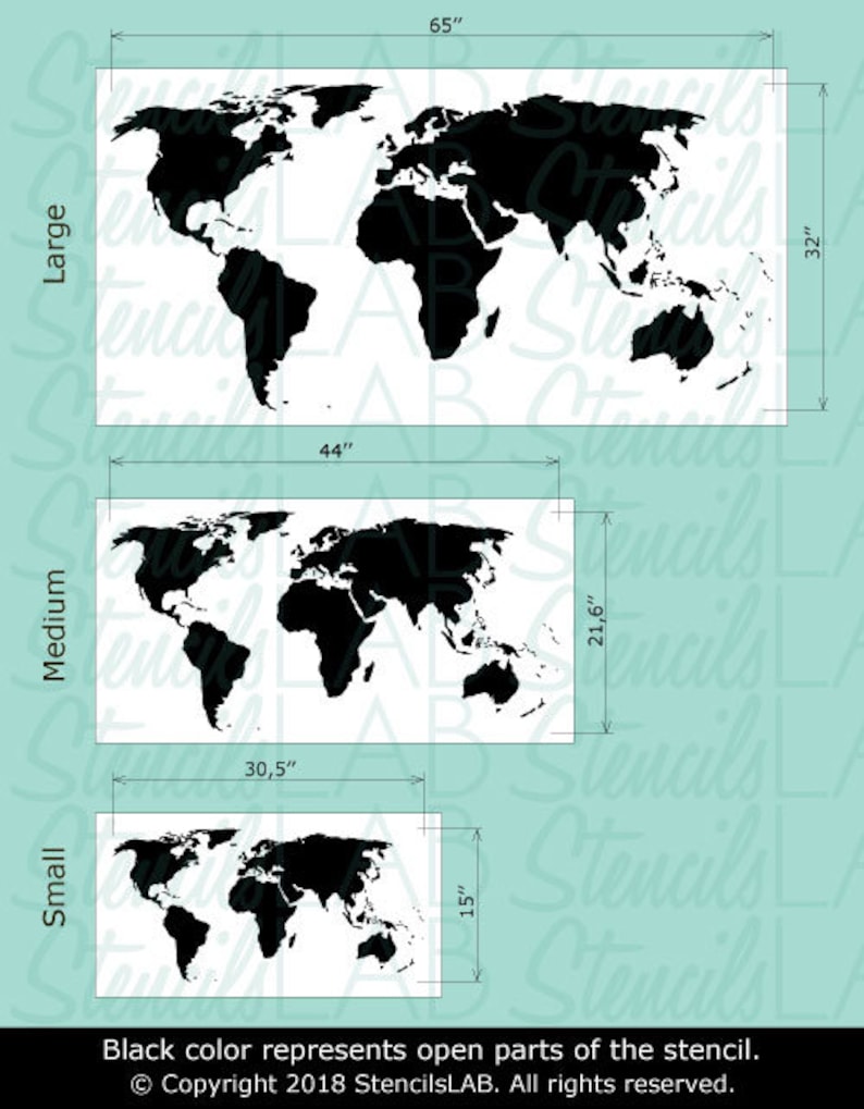 World Map Stencil Wall Art Stencil StencilsLAB | Etsy