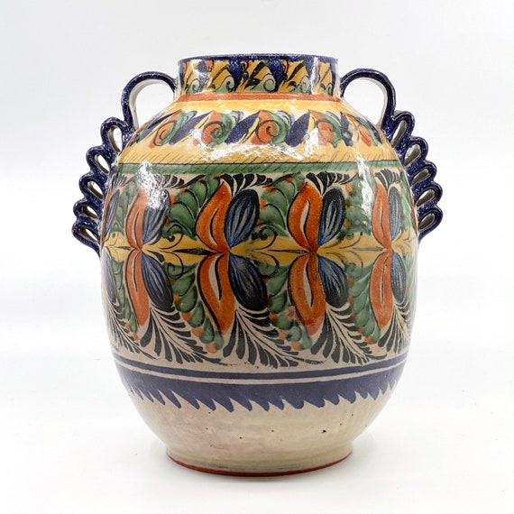 Mexican Pottery Vase by Capelo of Guanajuato Majolica Folk | Etsy