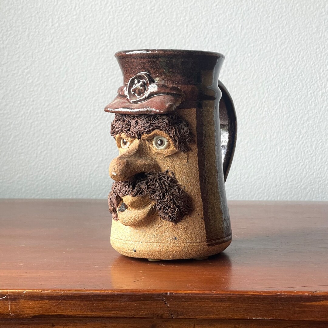 Vintage Tall Ceramic Ugly Face Mug Mahon Made Studio Style - Etsy
