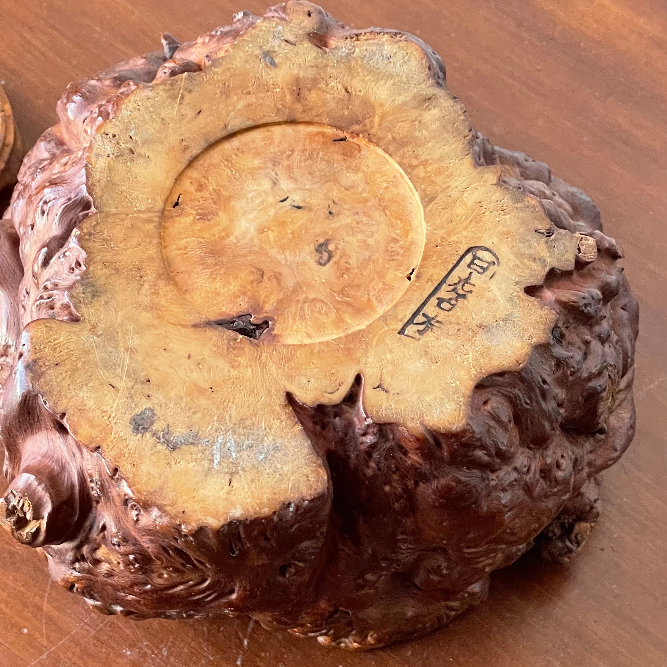 Vintage Japanese Burl Wood Lidded Box Live Edge Round - Etsy
