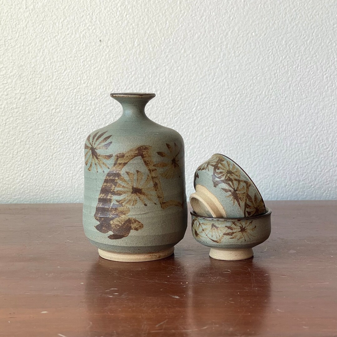 Vintage Japanese Sake Set Studio Pottery Tokuri Guinomi - Etsy