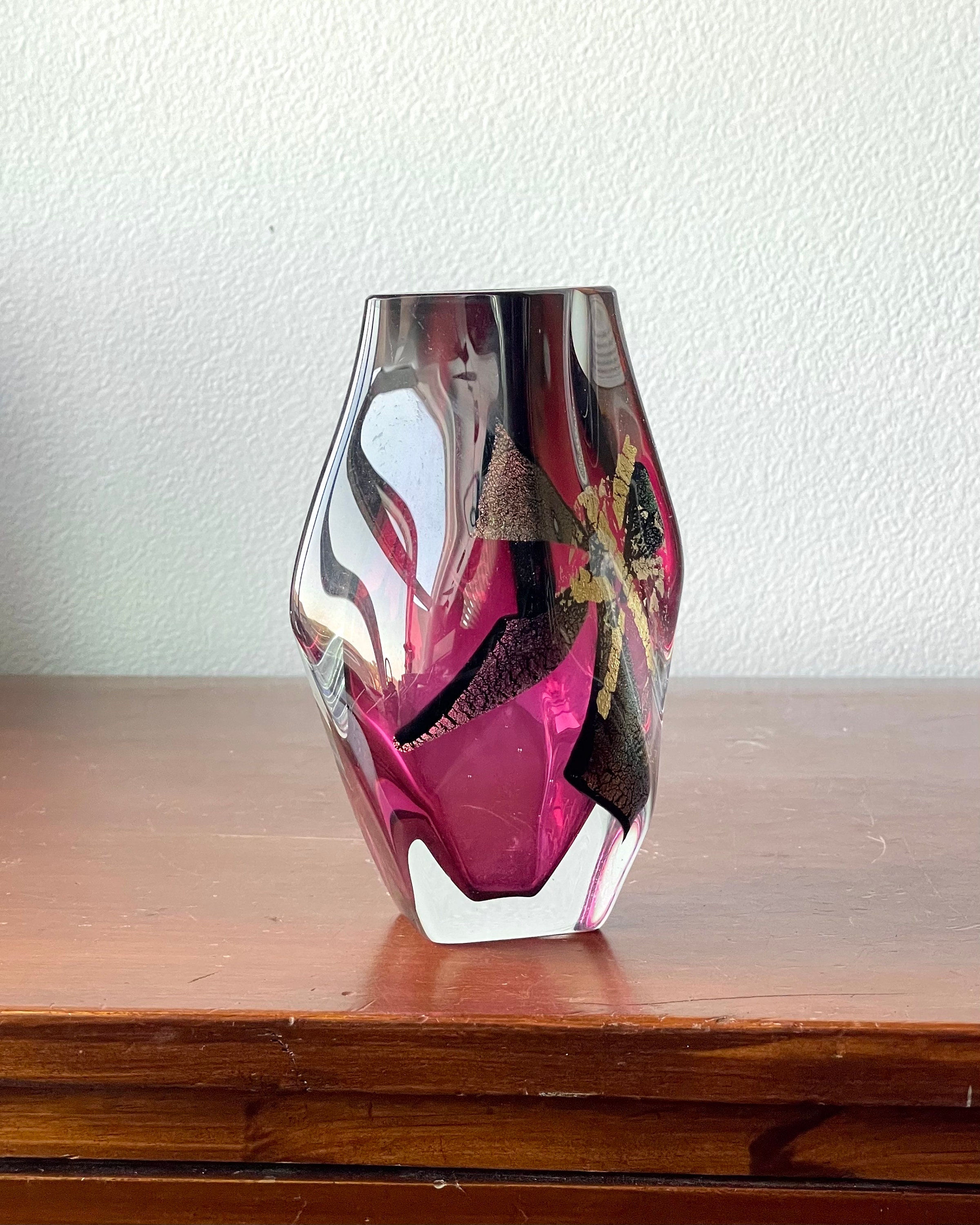 Eric Brakken Art Glass Bud Vase With Dichroic Foil | Seattle 1980s ...