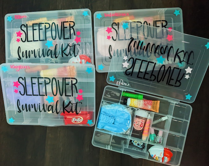 Personalized Sleepover Survival Kit Container Slumber Party Fun Slumber ...