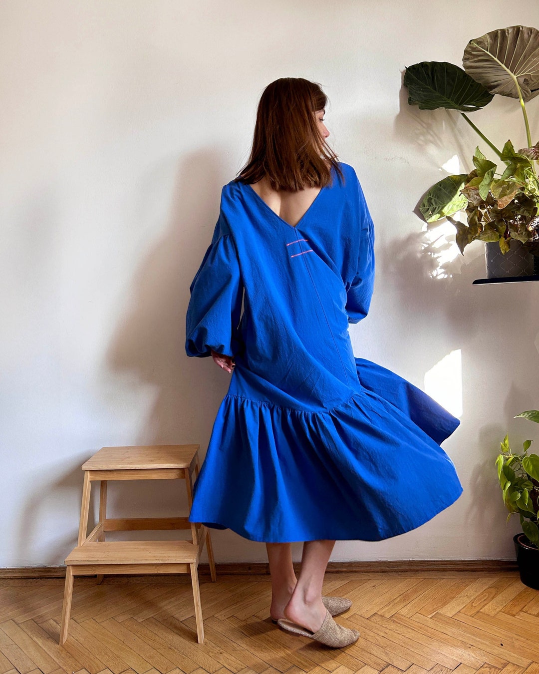 The Flamenco Long Dress Loose Fit Long Sleeves Puff Minimalist Dress ...