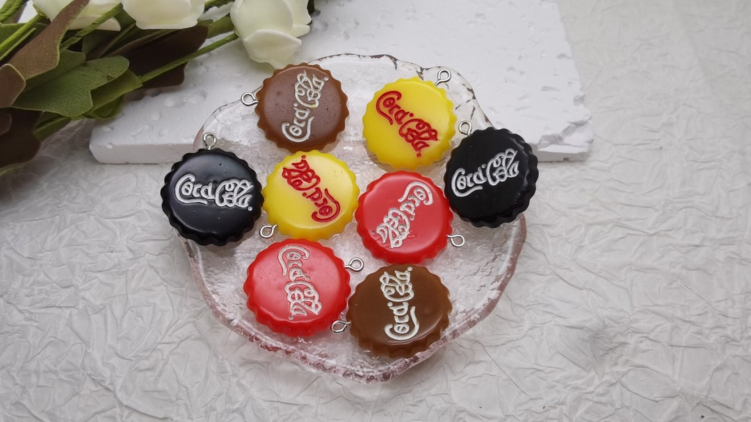 6/20 Pieces Plastic Coca Cola Drink Bottle Cap Pendant Charm , Resin ...
