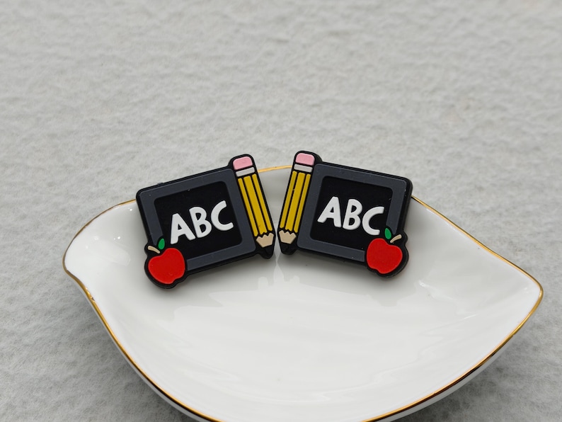 Silicone Bead Blackboard Pencil Apple Focal Bead DIY Charm Pen Finding ...