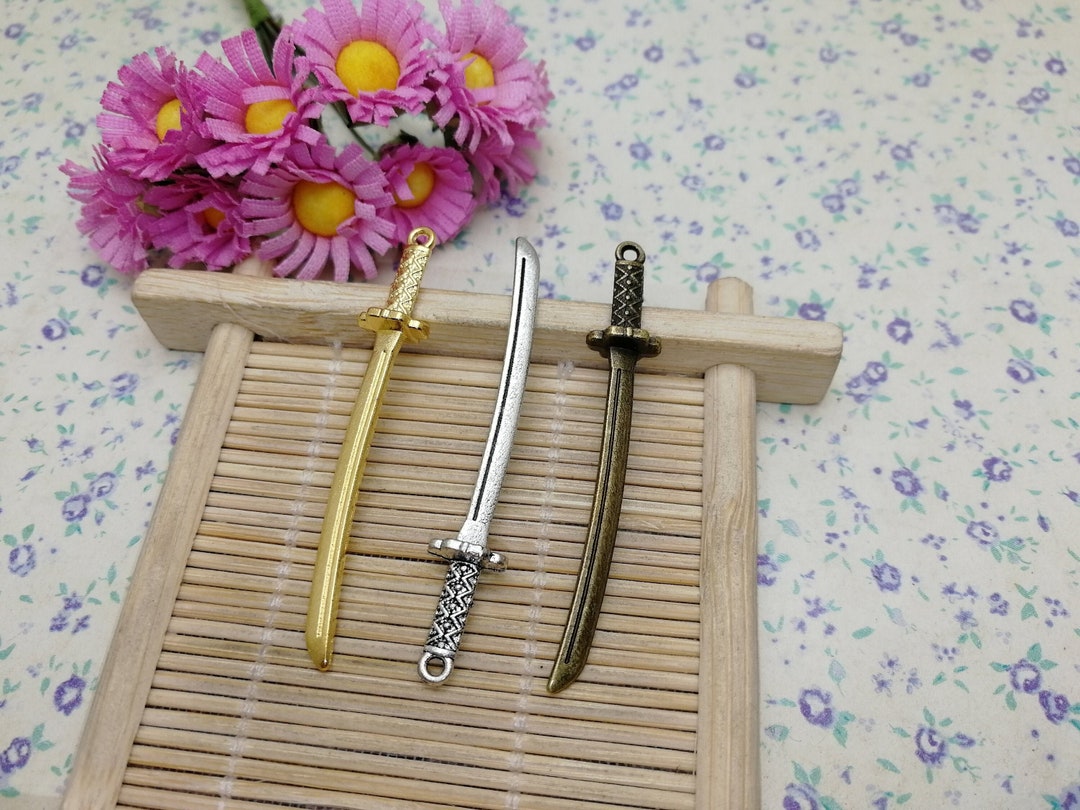 6/20 Pcs Metal Katana Dagger Knife Sword Pendant Necklace Earring ...