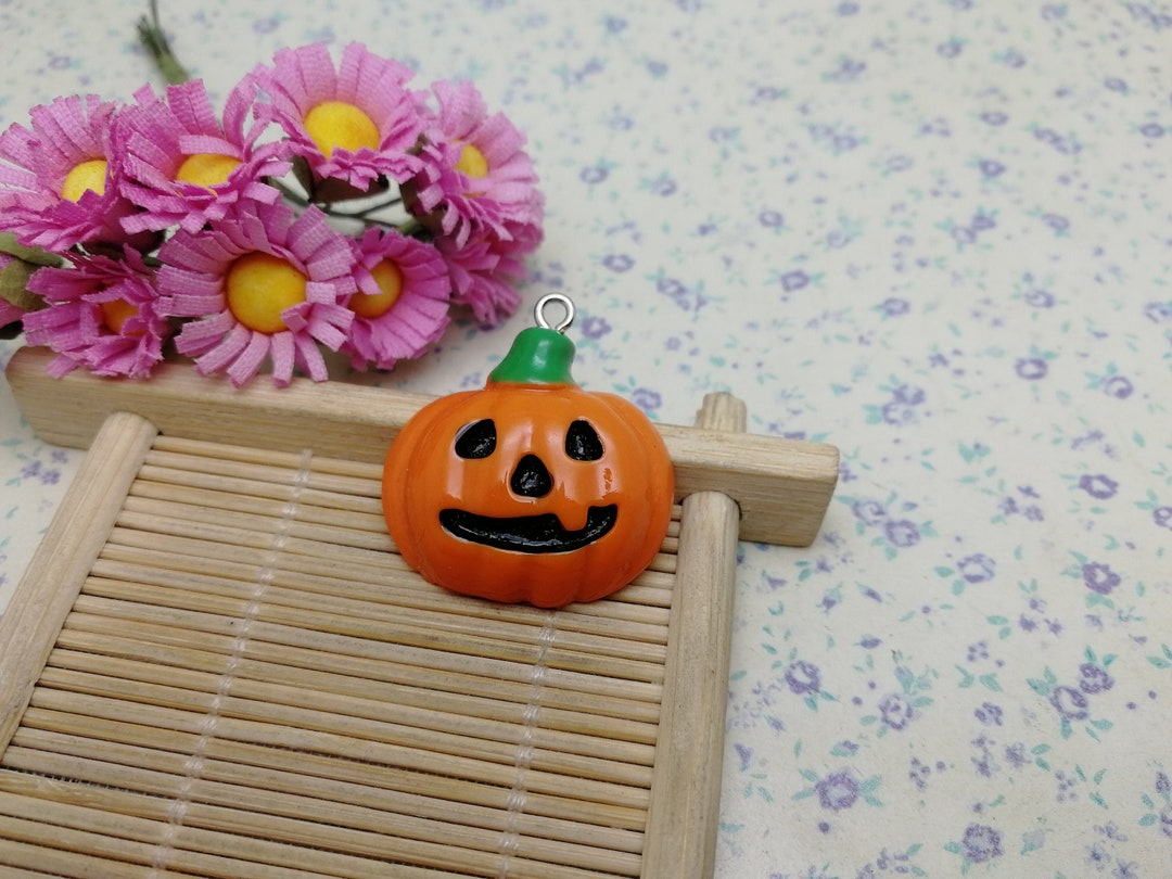 6/20 Pieces Plastic Halloween Pumpkin Pendant Charm , Resin Handmade ...