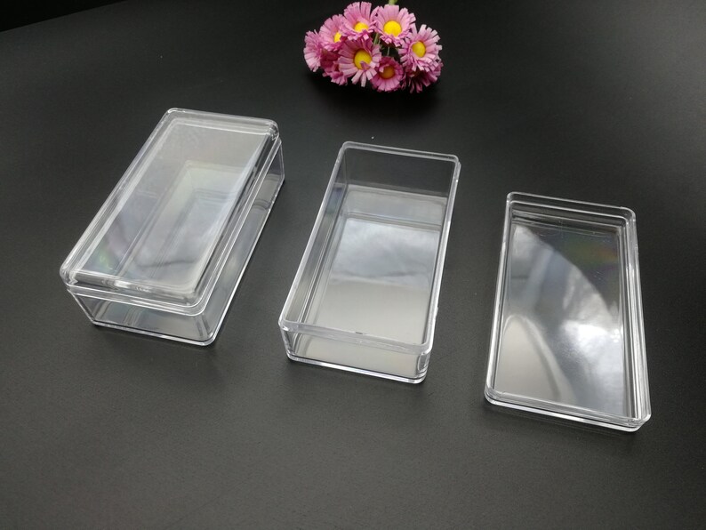4 Pieces 75x40x25mm Rectangle Shape Clear PS Plastic Box , Jewelry Bead ...