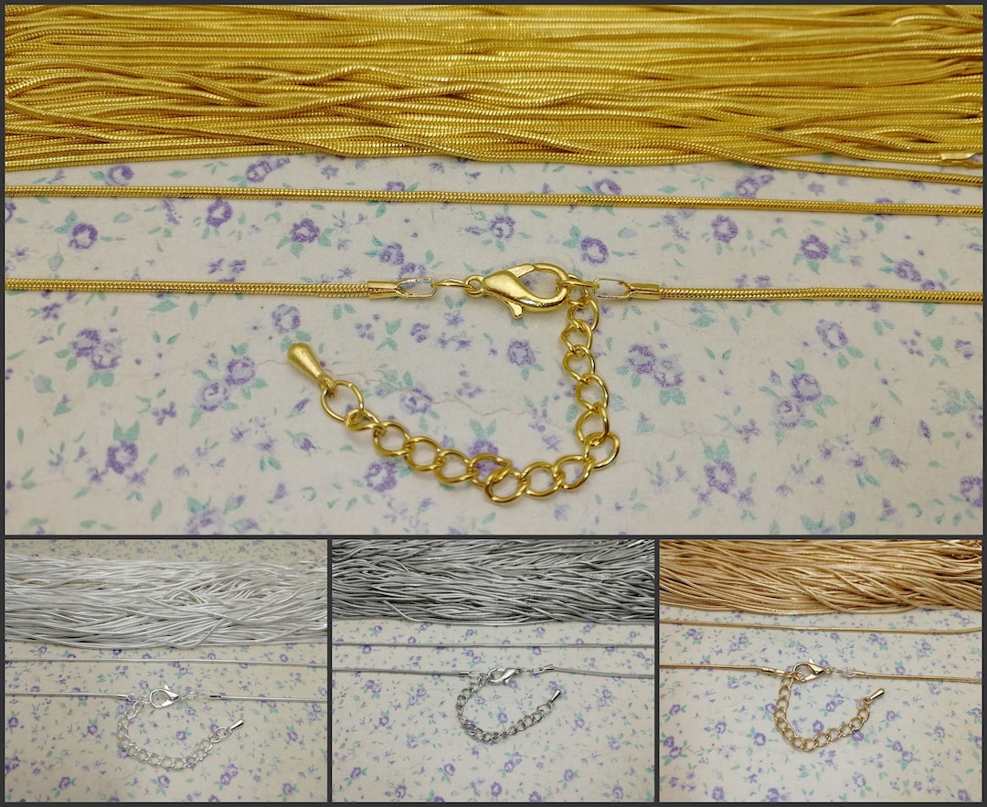 Metal Snake Chain Necklace With Lobster Clasp , 1.2 Mm Diameter 16-18 ...