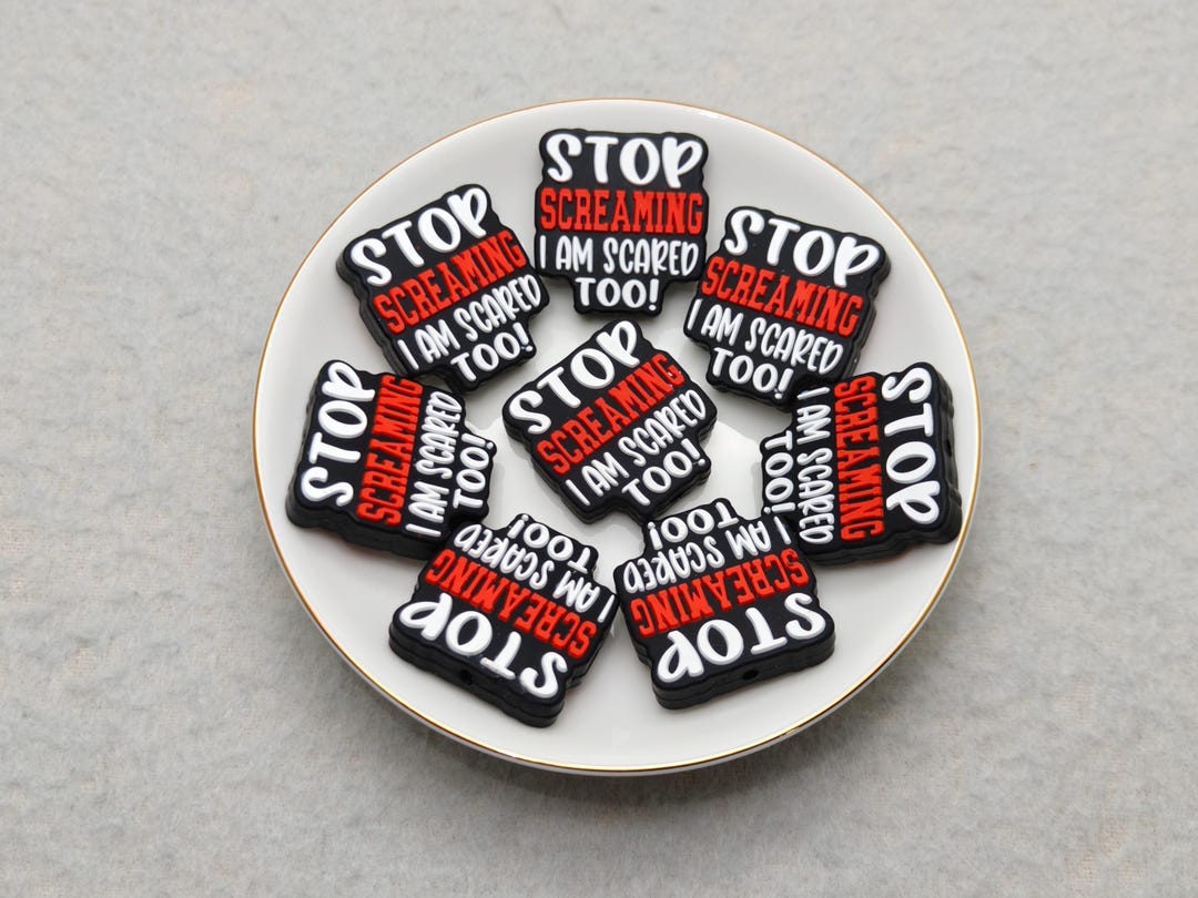 Silicone Bead Stop Screaming I Am Scared Too Focal Bead Charm Pen ...