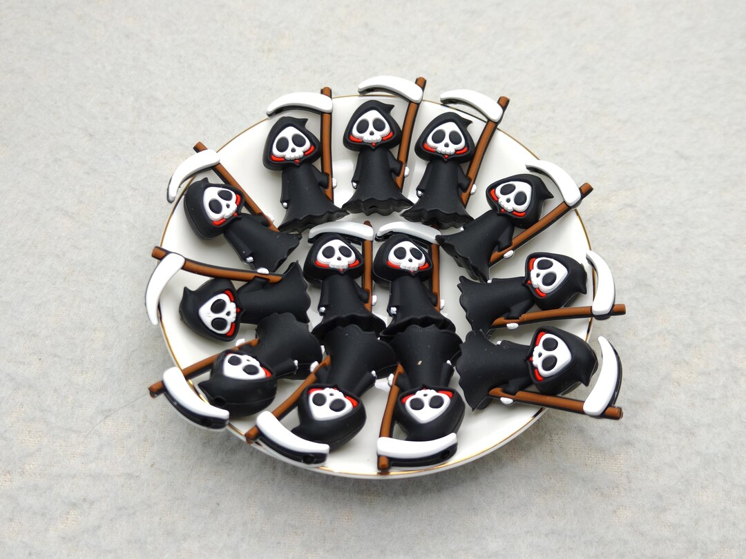 Silicone Bead 3D Death God Halloween Ghost Skull Focal Bead Charm Pen ...
