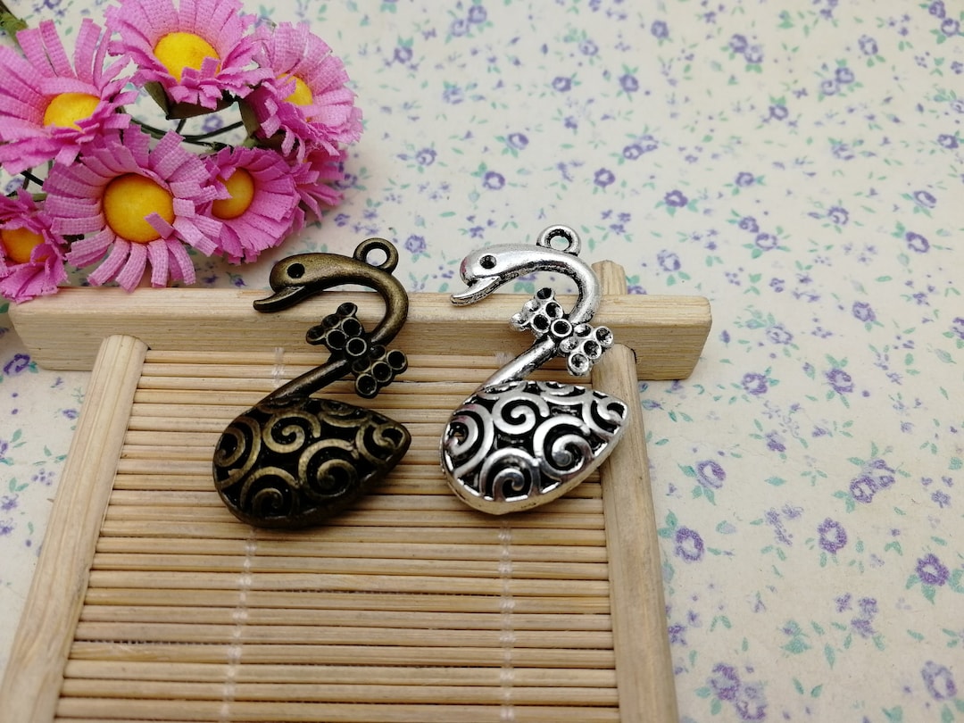 6/20 Pieces Metal Goose Swan Bird Pendant Necklace Earring Keychain ...