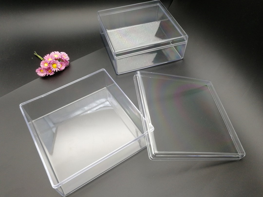 2 Pieces 125x125x50mm Square Shape Clear PS Plastic Box , Jewelry Bead ...