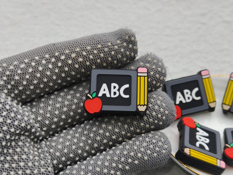 Silicone Bead Blackboard Pencil Apple Focal Bead DIY Charm Pen Finding ...