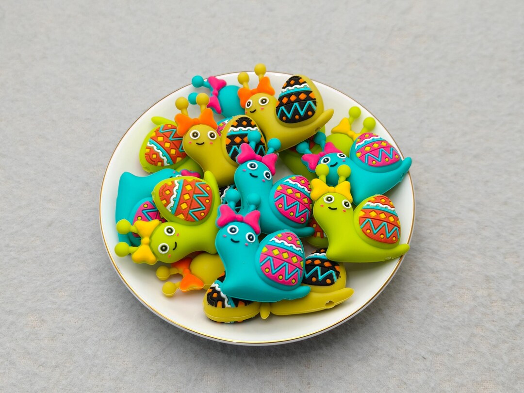Silicone Bead 3D Snail Easter Egg Focal Bead DIY Charm Pen Finding ...