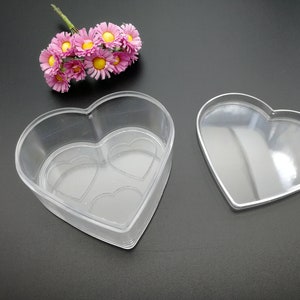 4 Pieces 75x70x33mm Heart Shape Clear PS Plastic Box , Jewelry Bead ...