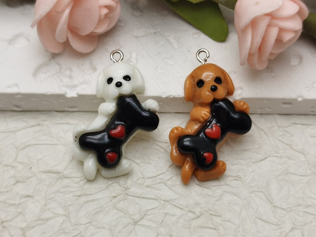 6/20 Pieces Plastic Dog Bone Pendant Charm , Resin Handmade Craft ...