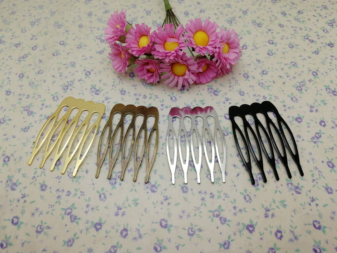 6/20/50 Pieces 5 Teeth Metal Flat Hair Comb Headband Blank , Hair Head ...