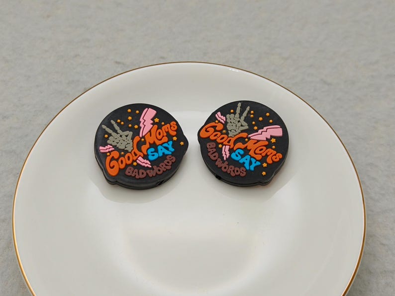 Skeleton Hand Silicone Bead Good Moms Say Bad Words Focal Bead Charm ...