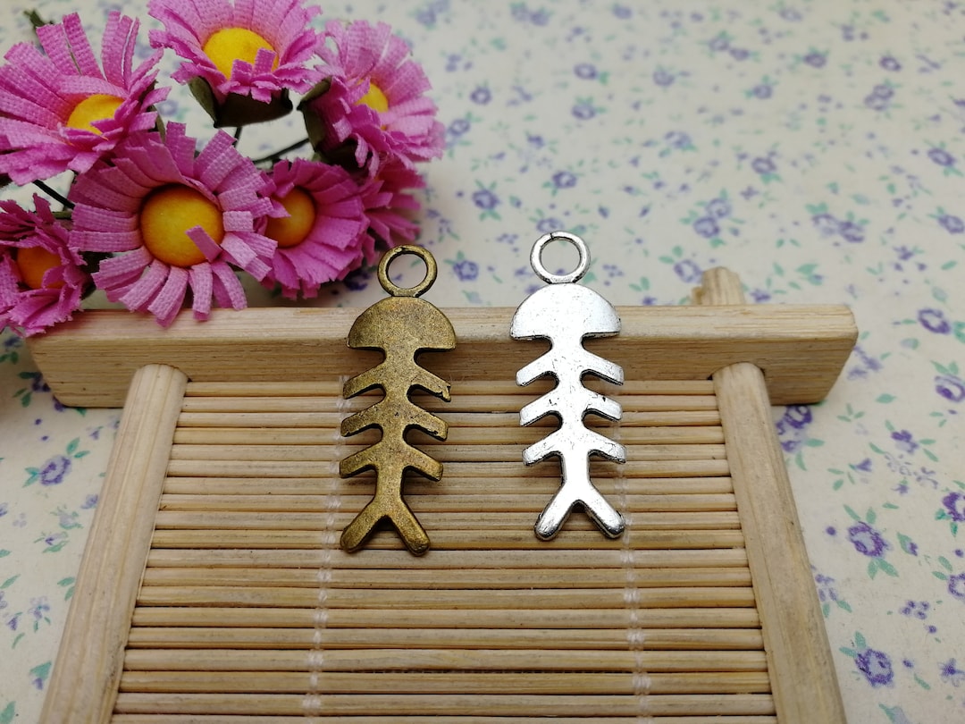 20/100 Pieces Metal Fishbone Fish Bone Pendant Necklace Earring ...