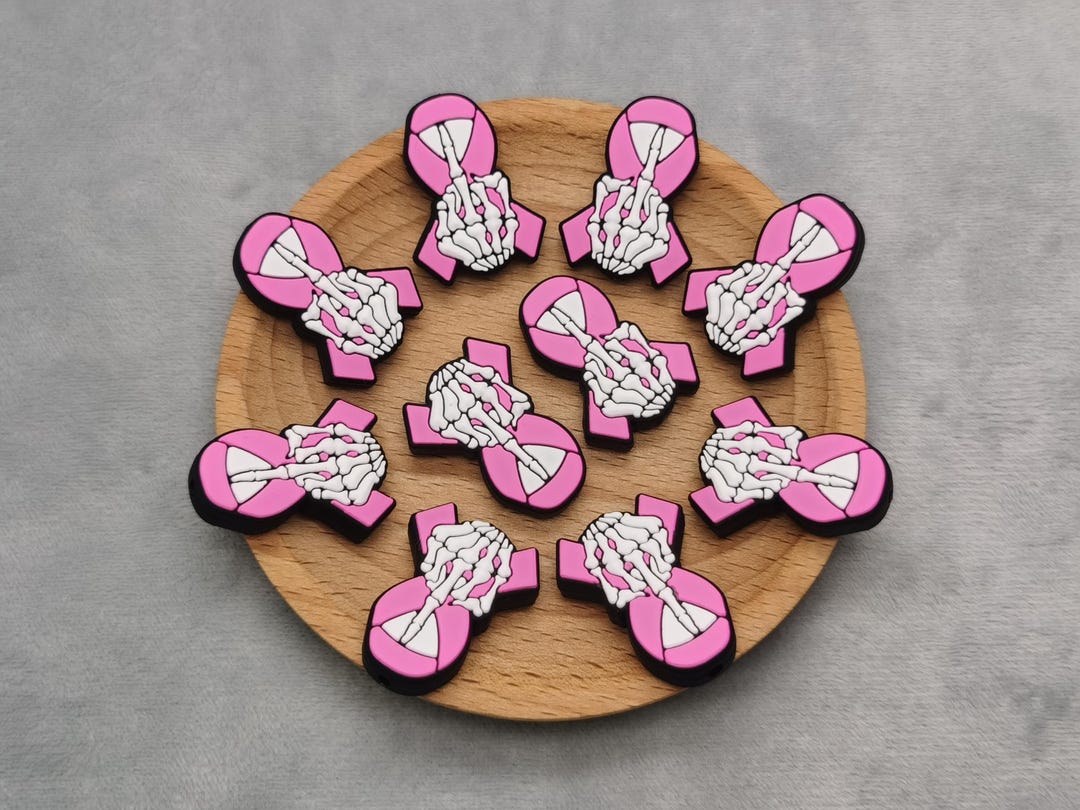 Silicone Bead Skeleton Middle Finger Awareness Ribbon Focal Bead for ...