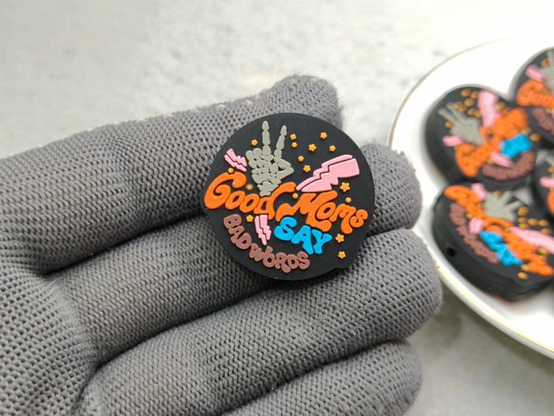 Skeleton Hand Silicone Bead Good Moms Say Bad Words Focal Bead Charm ...