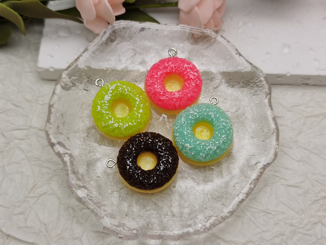 6/20 Pieces Plastic Doughnut Donut Pendant Charm , Resin Handmade ...