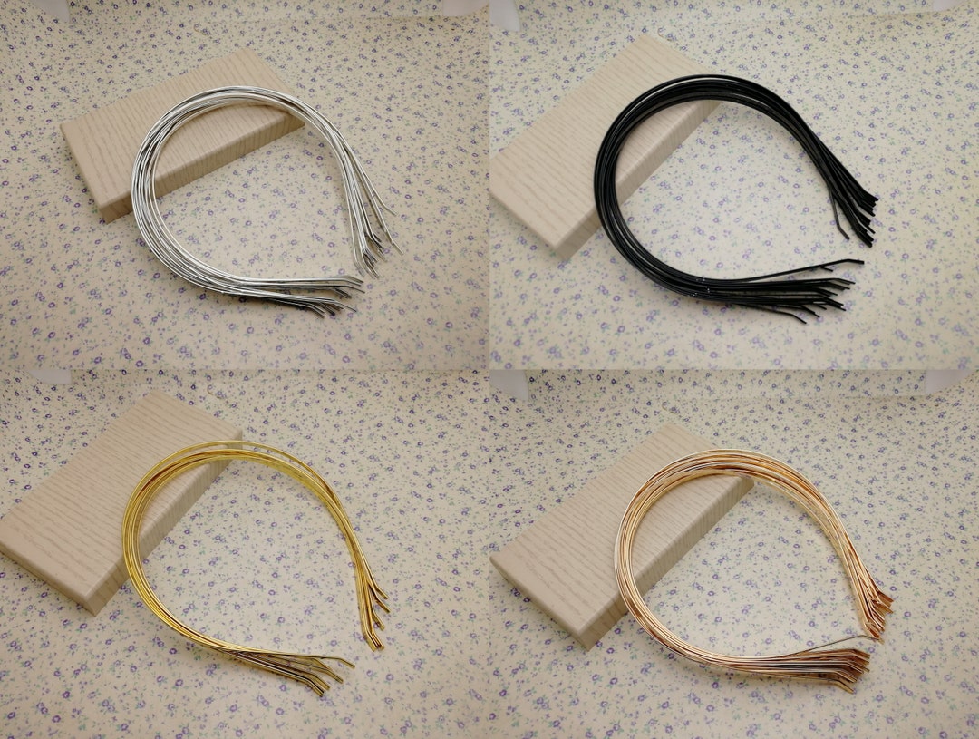 3 Mm Width Metal Flat Headband Blank , Gold Silver Black Color Hair ...