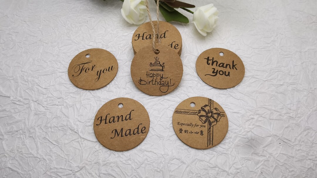 100 Pieces Paper Hang Tag With String Rope , Kraft Card Paper Love ...