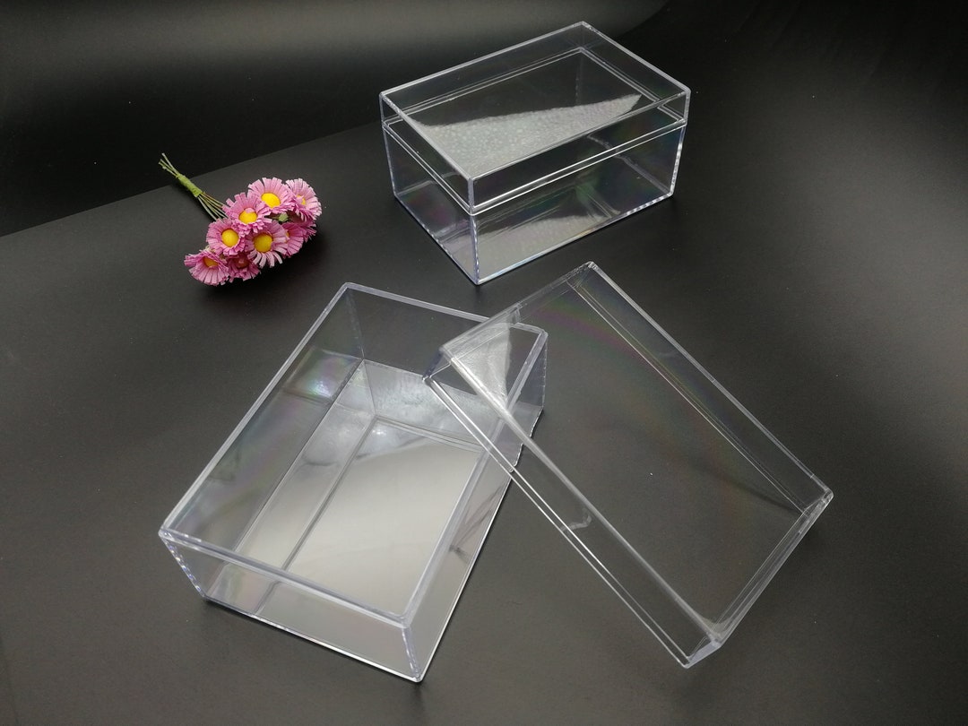 2 Pieces 100x70x50mm Rectangle Shape Clear PS Plastic Box , Jewelry ...